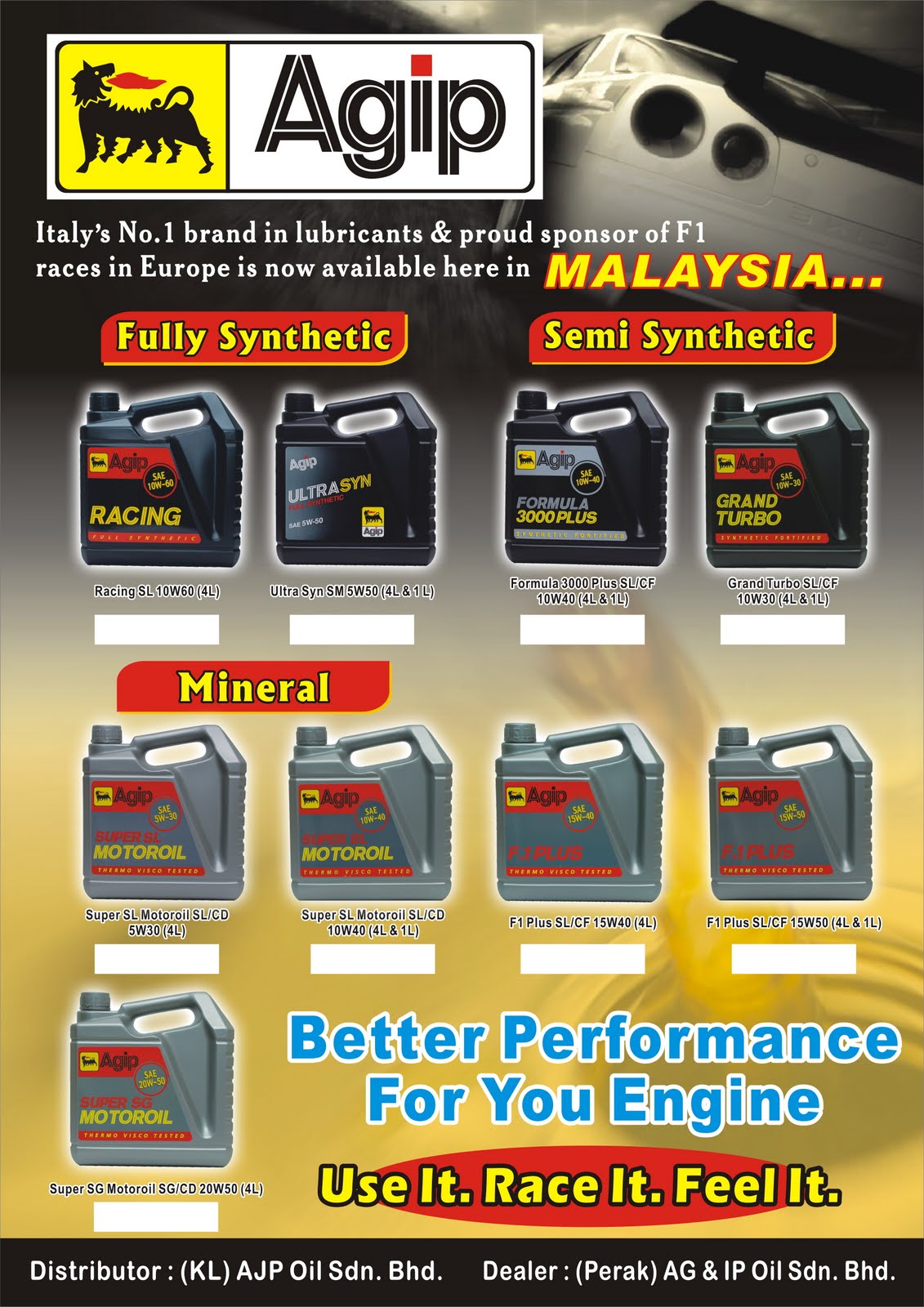 AGIP - Use It. Race It. Feel It.